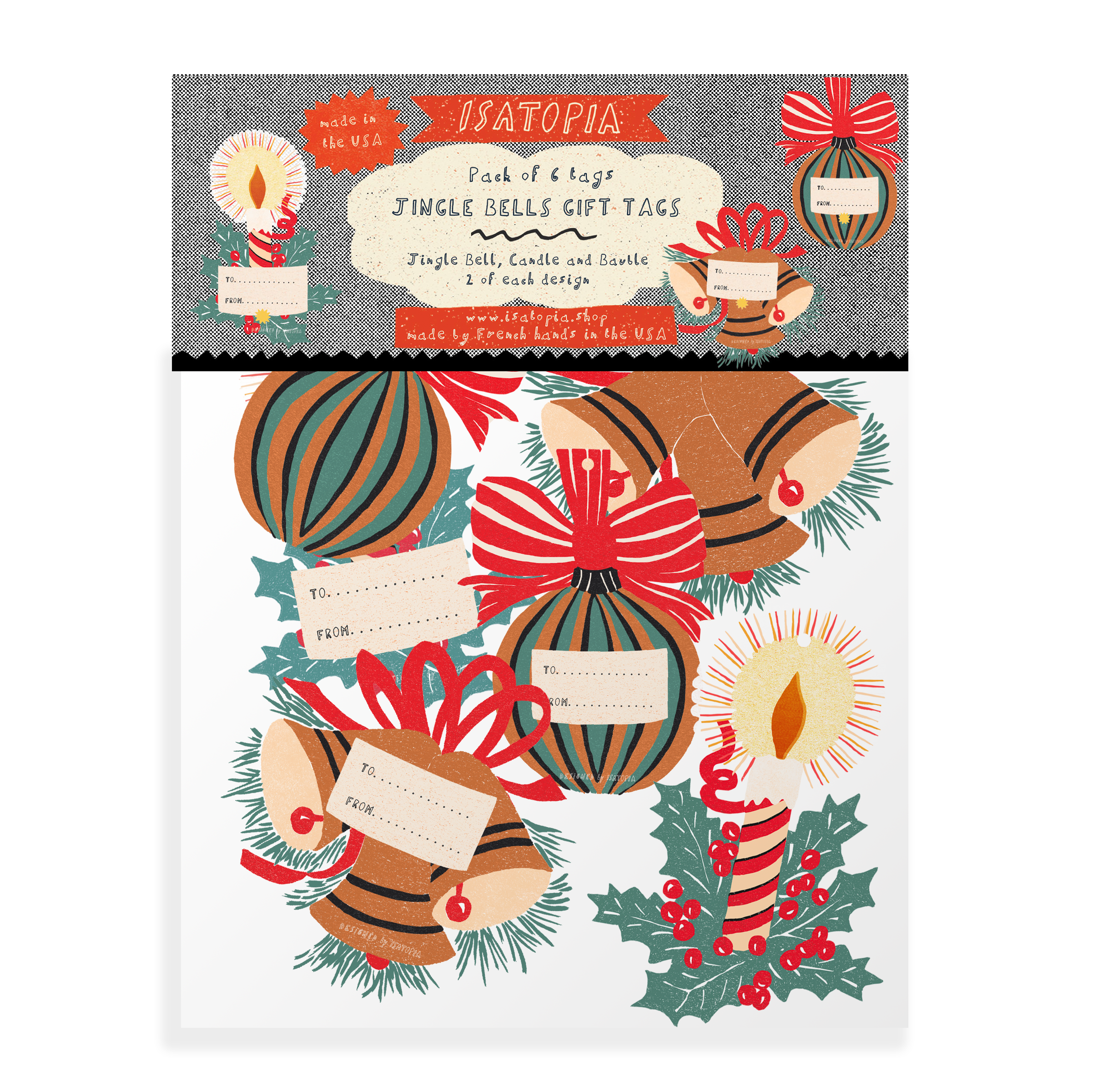 Jingle Bells - Gift Tags Pack of 6 – CARLYLE AVENUE