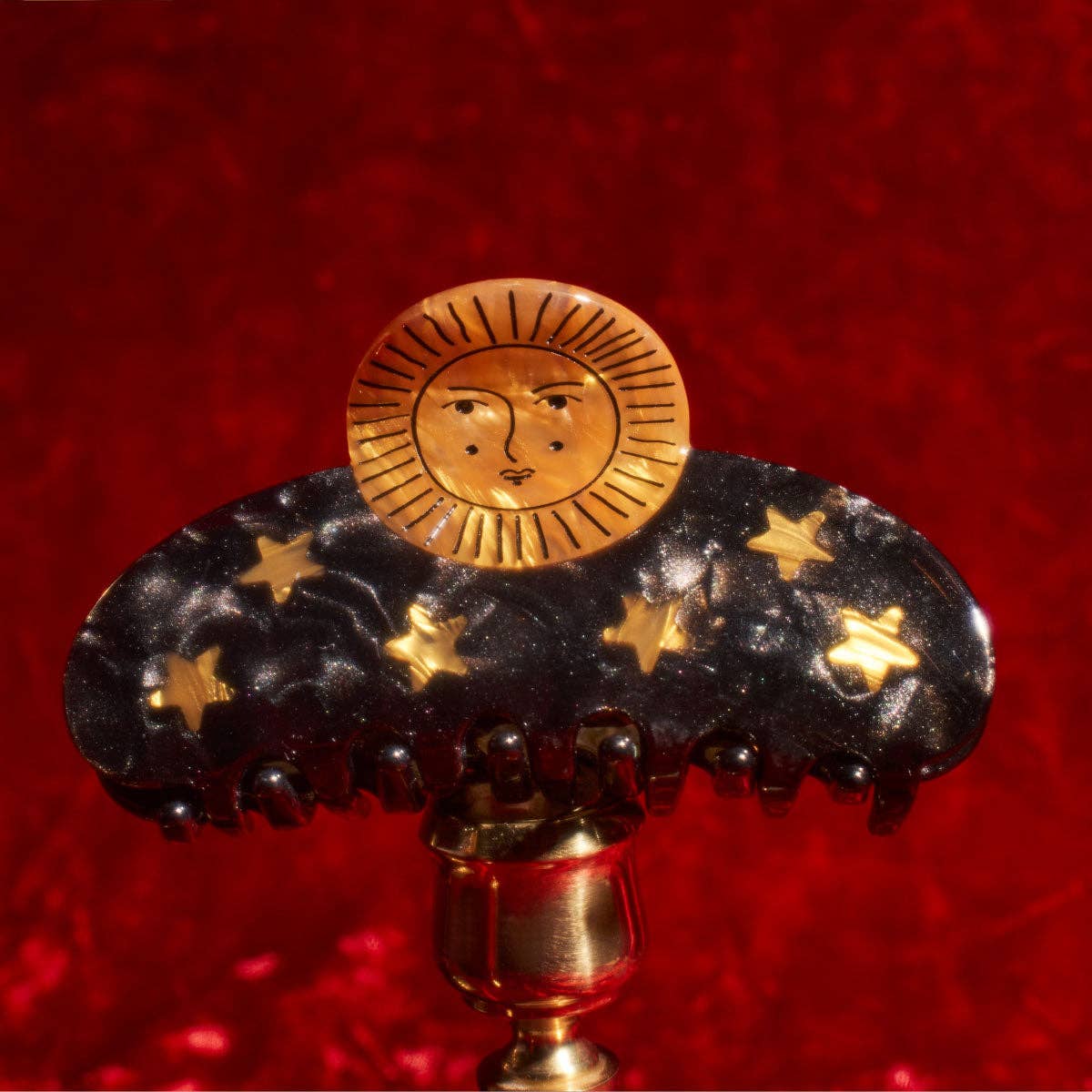 Sun and Stars Astrology Hair Claw in Gold and Black Acetate – CARLYLE ...