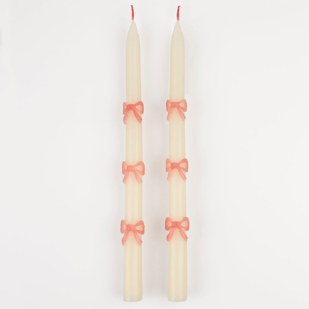 Pink Bow Taper Candles Carlyle Avenue