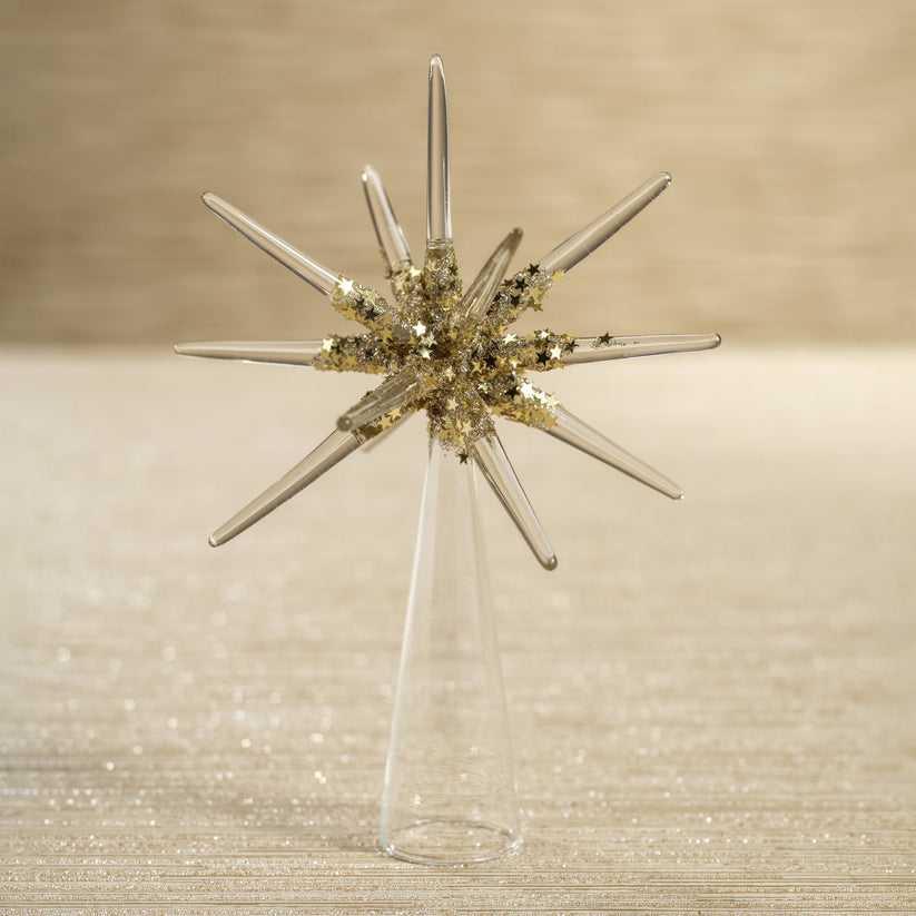 Starburst Glass Tree Topper - Clear and Gold – CARLYLE AVENUE