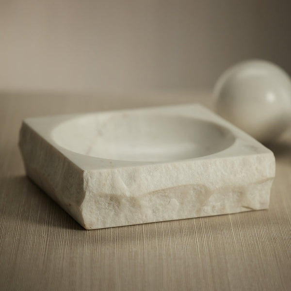 Rock Finish White Marble Square Bowl – CARLYLE AVENUE