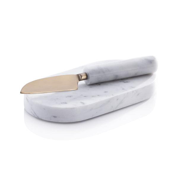 Marble Cutting Board with Cutting Knife - White – CARLYLE AVENUE