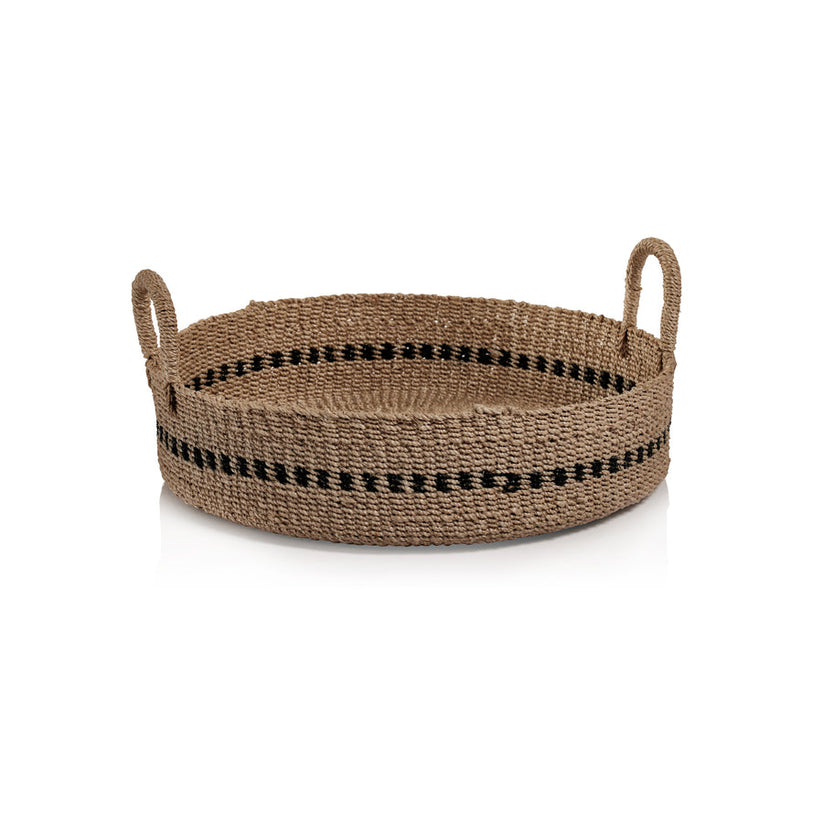 Set of 2 Abaca Basket Trays with Black Accent – CARLYLE AVENUE