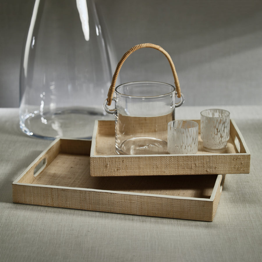 Atelier Natural Fiber Raffia Serving Tray with Leather Trim – CARLYLE ...