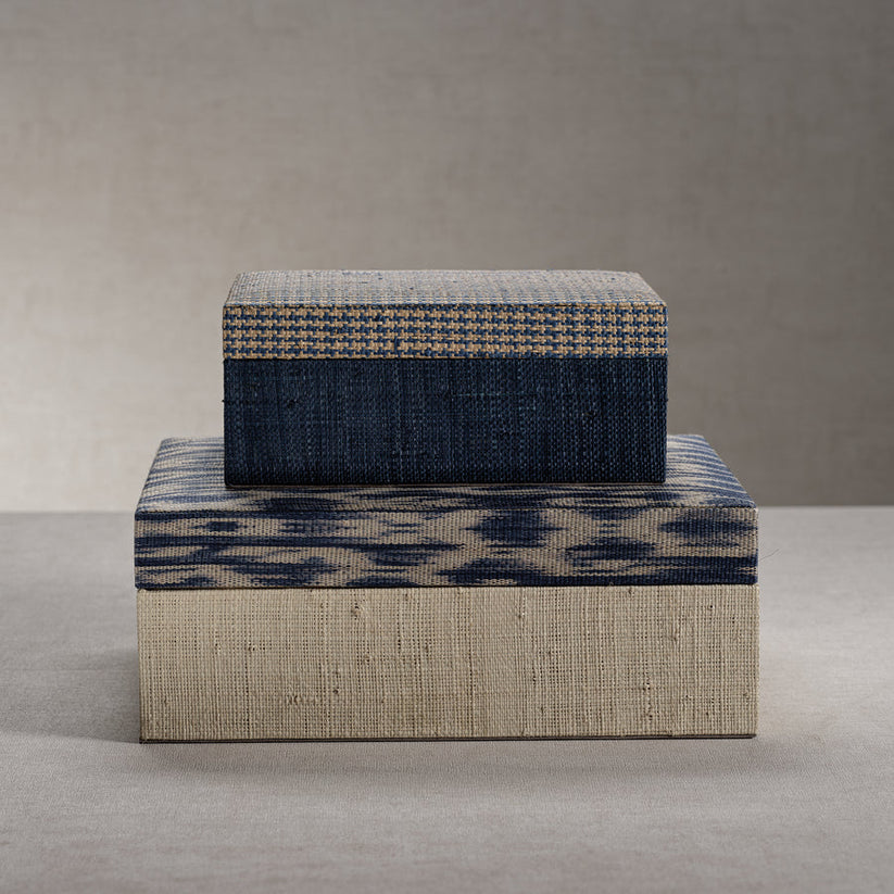 Blue & Natural Raffia Box – CARLYLE AVENUE