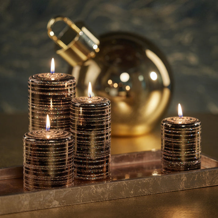 Metallic Pillar Candle - Metallic Green & Gold Glitter – CARLYLE AVENUE