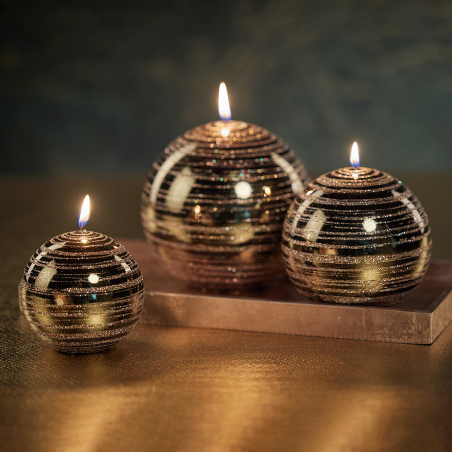 Metallic Ball Candle - Metallic Green & Gold Glitter – CARLYLE AVENUE