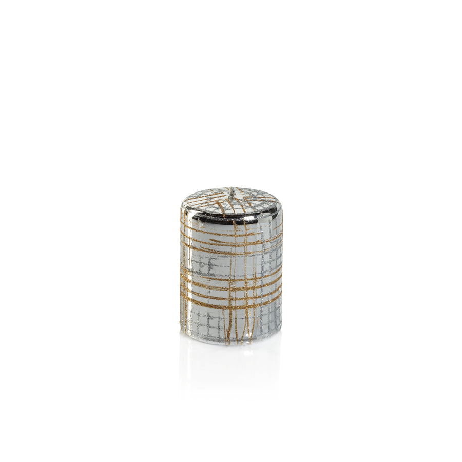 Metallic Pillar Candle - Metallic Silver & Gold Glitter – CARLYLE AVENUE