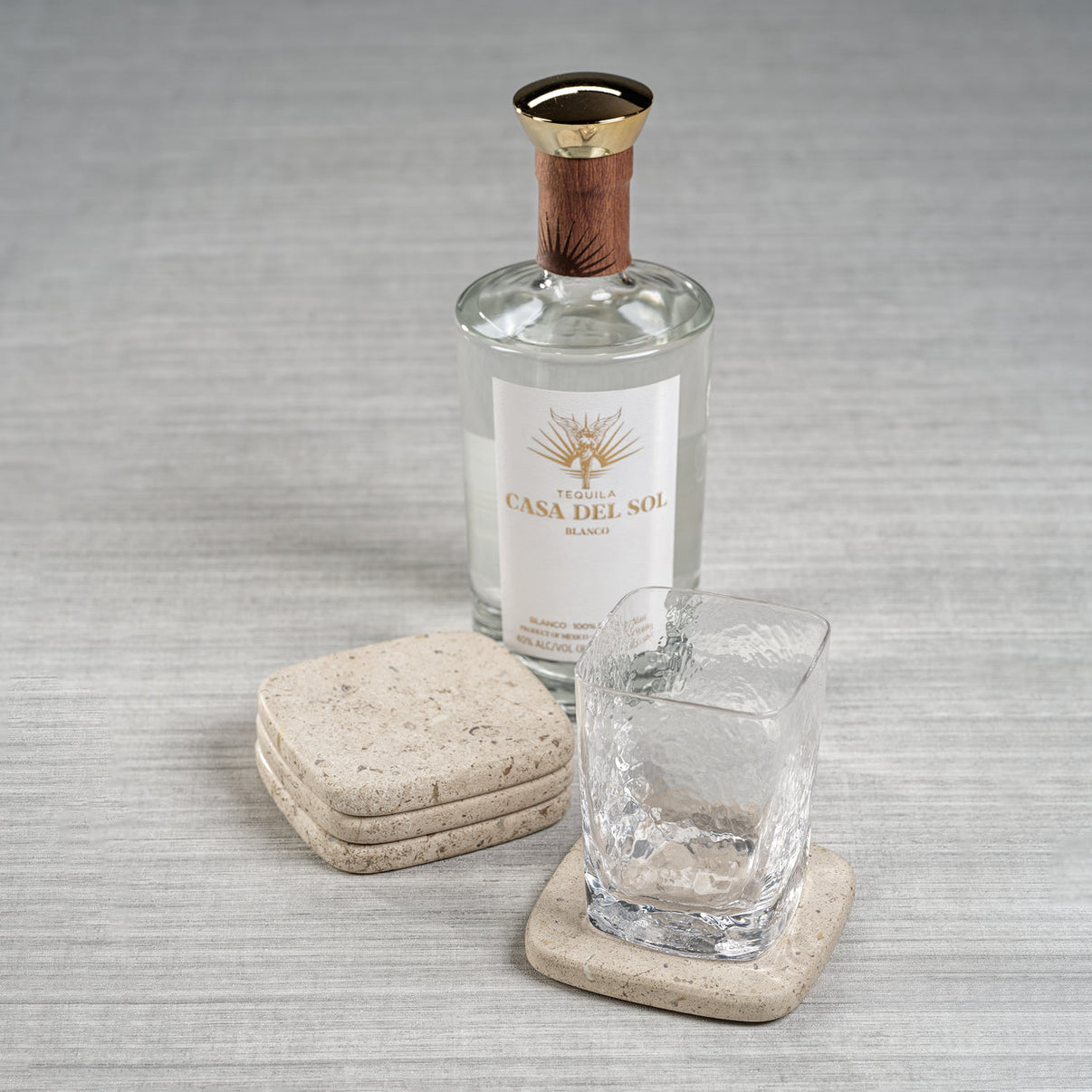 Set of 4 Travertine Stone Coasters – CARLYLE AVENUE