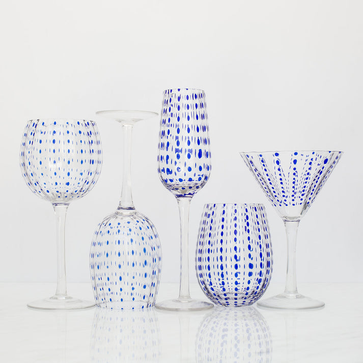 Blue Dots Stemless Glass - Set of 6 – CARLYLE AVENUE