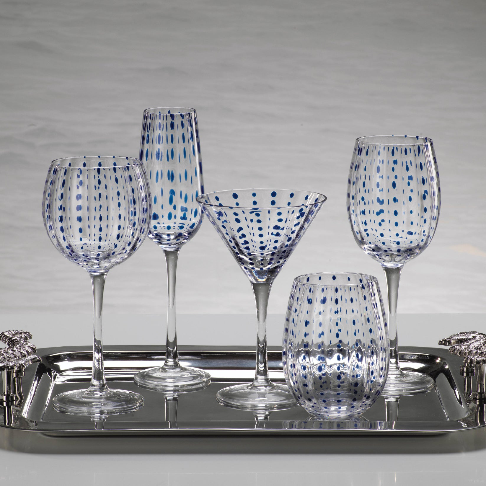 Blue Dots Stemless Glass - Set of 6 – CARLYLE AVENUE