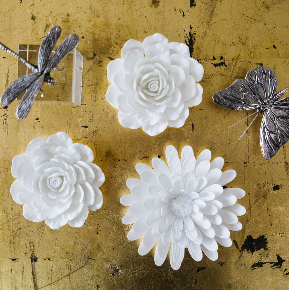 Porcelain Flower Table and Wall Decor - Set of 3 – CARLYLE AVENUE