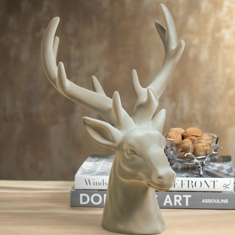 Flocked Cream Stag Head – CARLYLE AVENUE