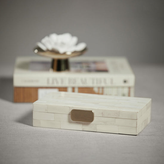 White Bone Design Box w/Brass Knob – CARLYLE AVENUE